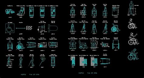 Disabled People Design Standards And Objects Elevations And Plans 2d