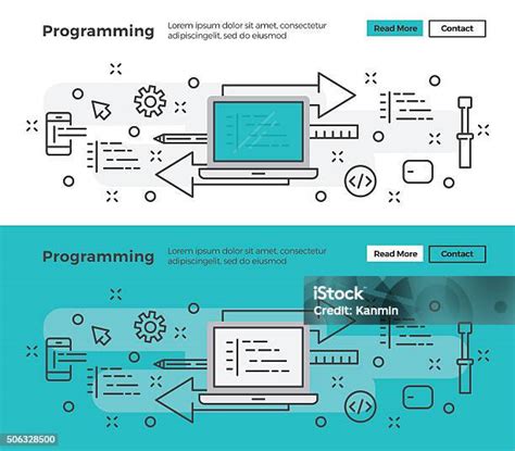 Konsep Desain Garis Datar Modern Pemrograman Ilustrasi Stok Unduh Gambar Sekarang Bahasa