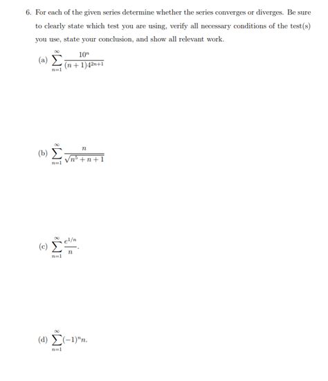 solved 6 for each of the given series determine whether the