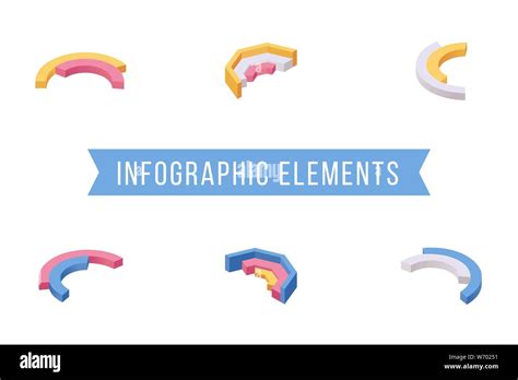 Infographic Elements Isometric Vector Illustrations Set Various Multi