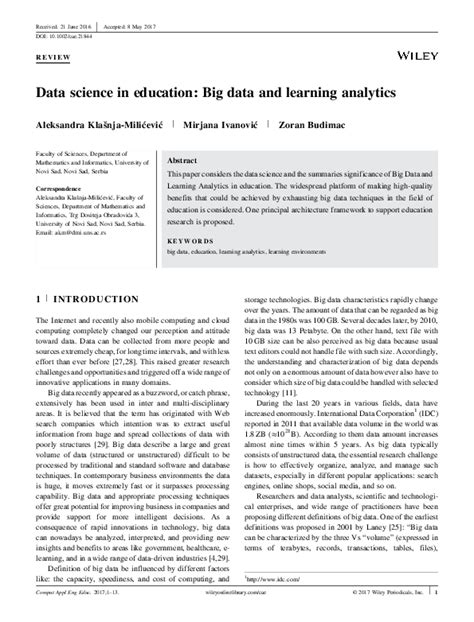 pdf data science in education big data and learning analytics