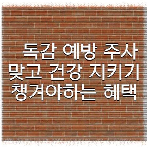 독감 예방 주사 맞고 건강 지키기 챙겨야하는 혜택