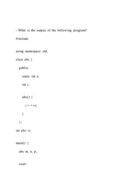 What Is The Output Of The Following Programinclude Docx