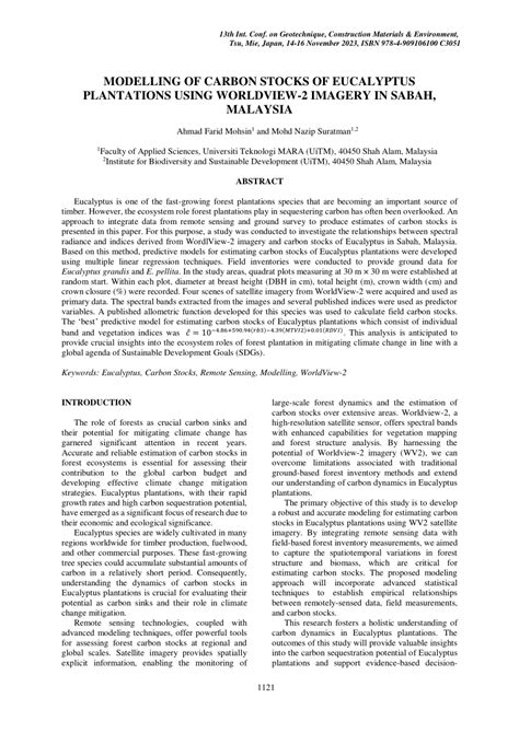 Pdf Modelling Of Carbon Stocks Of Eucalyptus Plantations Using