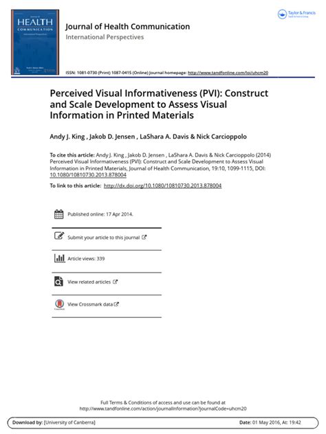 Perceived Visual Informativeness Pvi Construct And Scale Development To Assess Visual