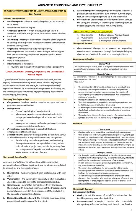 Person Centered Therapy Notes Advanced Counseling And Psychotherapy 1