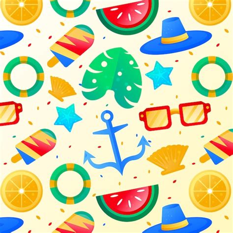 여름 시즌을 위한 그라데이션 패턴 디자인 무료 벡터