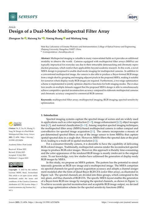 Pdf Design Of A Dual Mode Multispectral Filter Array