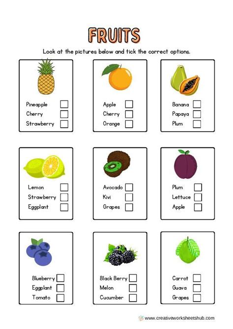 Fruits And Vegetable Worksheets For Kindergarteners Creativeworksheetshub Kindergarten
