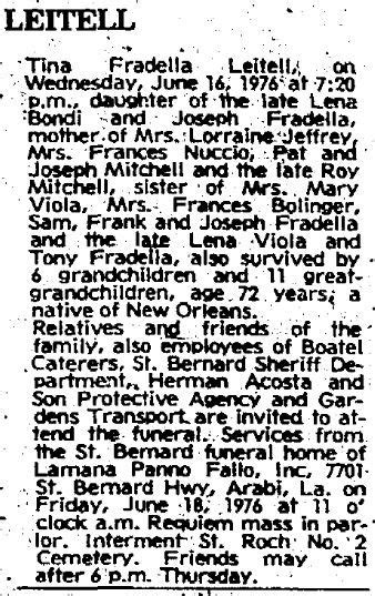 Tina Fradella Leitell 1903 1976 Find A Grave Memorial