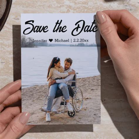 Save The Date Qr Code Calligraphy Couple Photo Announcement Postcard Zazzle