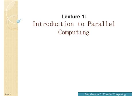 C1 Chapter 1 Intro To Parallel Computing And High Performance