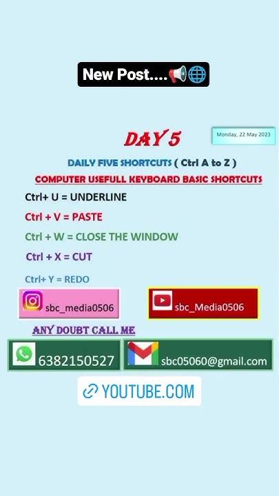 Computereducation Computer Computerknowledge Computer Basic Shortcuts Day 5 Youtube