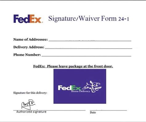 Fedex Signature Waiver Form 24 1