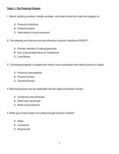 ifs libf diploma unit 4 multiple choice questions teaching resources