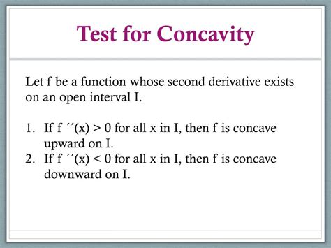 Ppt Concavity And The Second Derivative Test Powerpoint Presentation Id 2466284