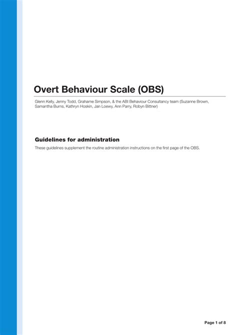 Pdf Overt Behaviour Scale Obs Guidelines For Administration