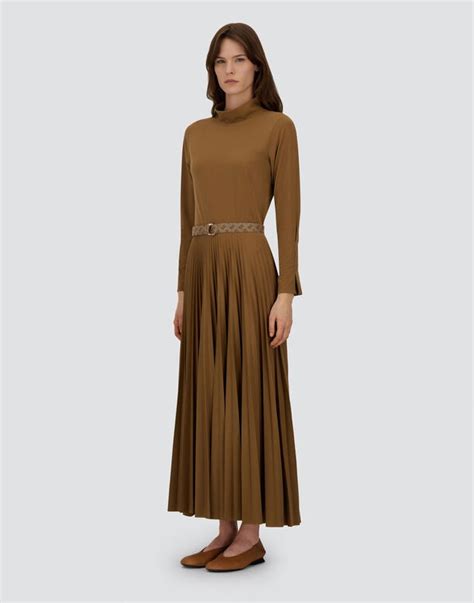 Herno Pleated Dress Camel Helens Collective