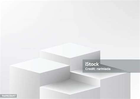3d 현실적인 그룹 빈 흰색 큐브 연단 스탠드 격리 최소 벽 장면 배경 입방체에 대한 스톡 벡터 아트 및 기타 이미지 입방체 3차원 형태 강단 Istock