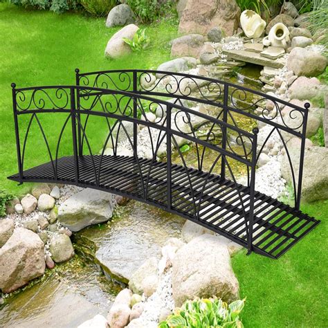 Puente De Jardín De Metal De 8 Pies Con Carriles Laterales Con Patrones