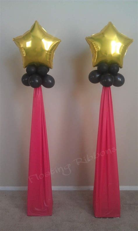 Star Balloon Column Hollywood Theme Balloon Columns Hollywood Party
