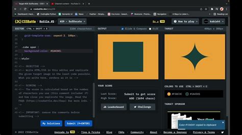 ⚔️ Css Battle 5 Suffocate Youtube