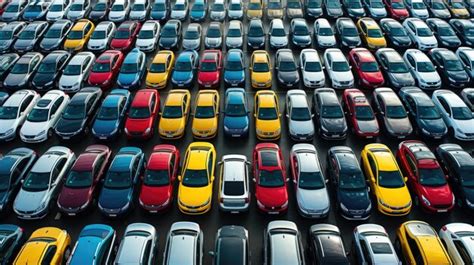 Patterned Array Of Parked Cars In An Extensive Lot Premium Ai Generated Image