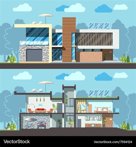 Modern House Facade Section Royalty Free Vector Image