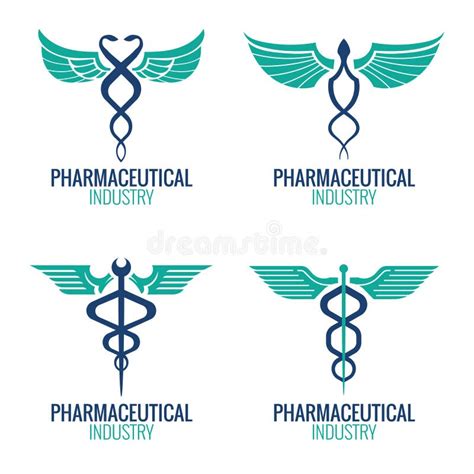 Set Of Emblem Medical And Pharmaceutical Industry Stock Vector