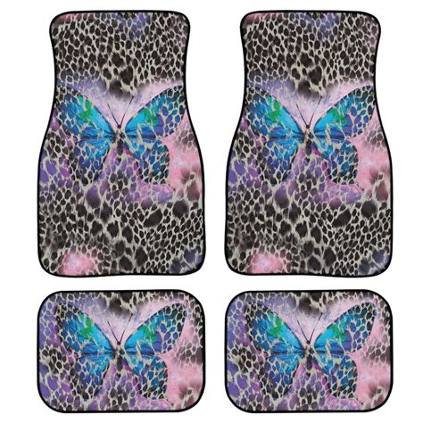 Xoenoiee Waterproof Universal Fit Car Floor Mats Leopard And Butterfly