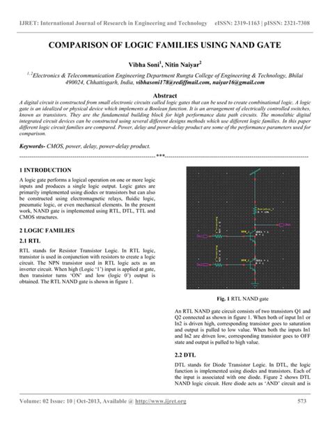 Comparison Of Logic Families Using Nand Gate PDF