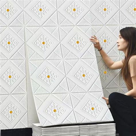 Ceiling Wallpaper Adhesive Foam 3d Wall Paper Dinding Stickers Pe Waterproof Panner Wallpaper
