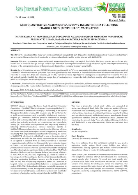 Pdf Semi Quantitative Analysis Of Sars Cov 2 Igg Antibodies Following Chadox1 Ncov Covishield