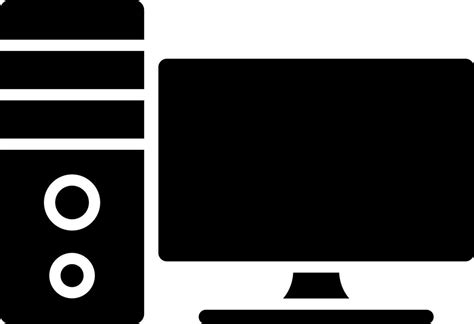 Black And White Illustration Of Computer With Cpu Icon Vector Art At Vecteezy