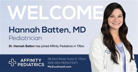 Dr Hannah Batten Has Joined Affinity Pediatrics In Tifton A South Georgia Native Dr Batten