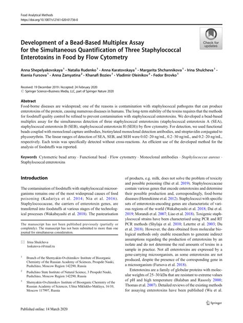 Pdf Development Of A Bead Based Multiplex Assay For The Simultaneous