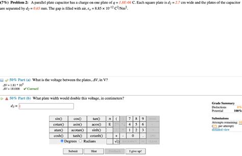Solved 7 Problem 2 A Parallel Plate Capacitor Has A