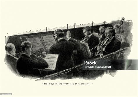 Victorian Musicians Playing In Theatres Orchestra Pit 19th Century