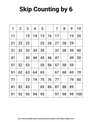 Free Printable Skip Counting Charts In PDF PNG And Format InkPx