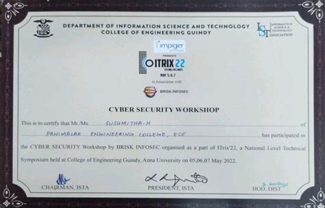 Sushmitha H On Linkedin Cybersecurity Workshop