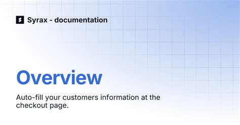 Overview Syrax Documentation