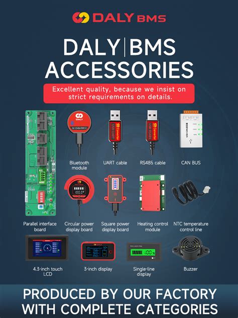 Daly Wifi Smart Bms Accessory Bluetooth Usb To Uart Rs485 Cable Canbus Power Board Touch Lcd