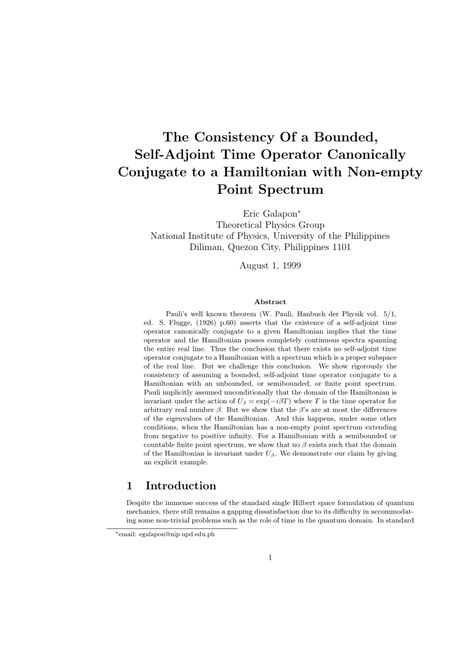 pdf the consistency of a bounded self adjoint time operator
