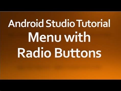 Android Studio Tutorial Menu With Radio Button YouTube