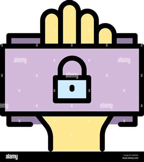 Detect Palm Scanner Icon Outline Vector Scan Recognition Biometric Identification Color Flat