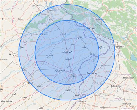 Distance Creating Buffer Circle X Kilometers From Point Using Python