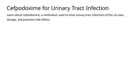 Cefpodoxime For Urinary Tract Infection Meds Is