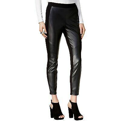 Bar Iii Womens Faux Leather Mixed Media Ankle Pants Size X Small Ebay
