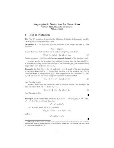 Asymptotic Notation For Functions Big O Notation