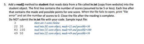 Solved Add A Read Method To Student That Reads Data Chegg